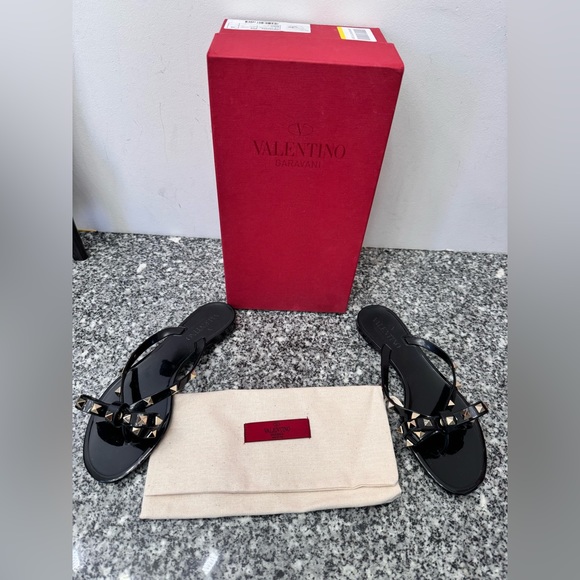 Valentino | Shoes | Authentic Valentino Black Rubber Studded Slides 6 ...
